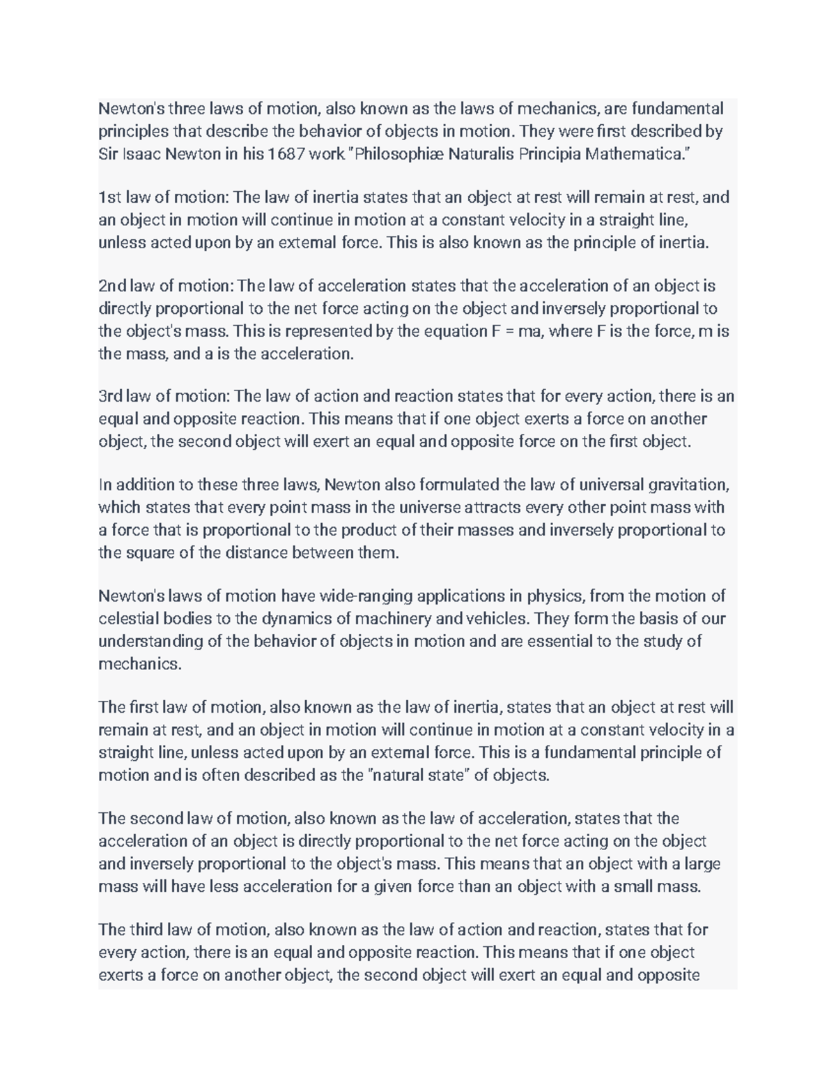 Newtons Three Laws Notes - Newton's three laws of motion, also known as ...