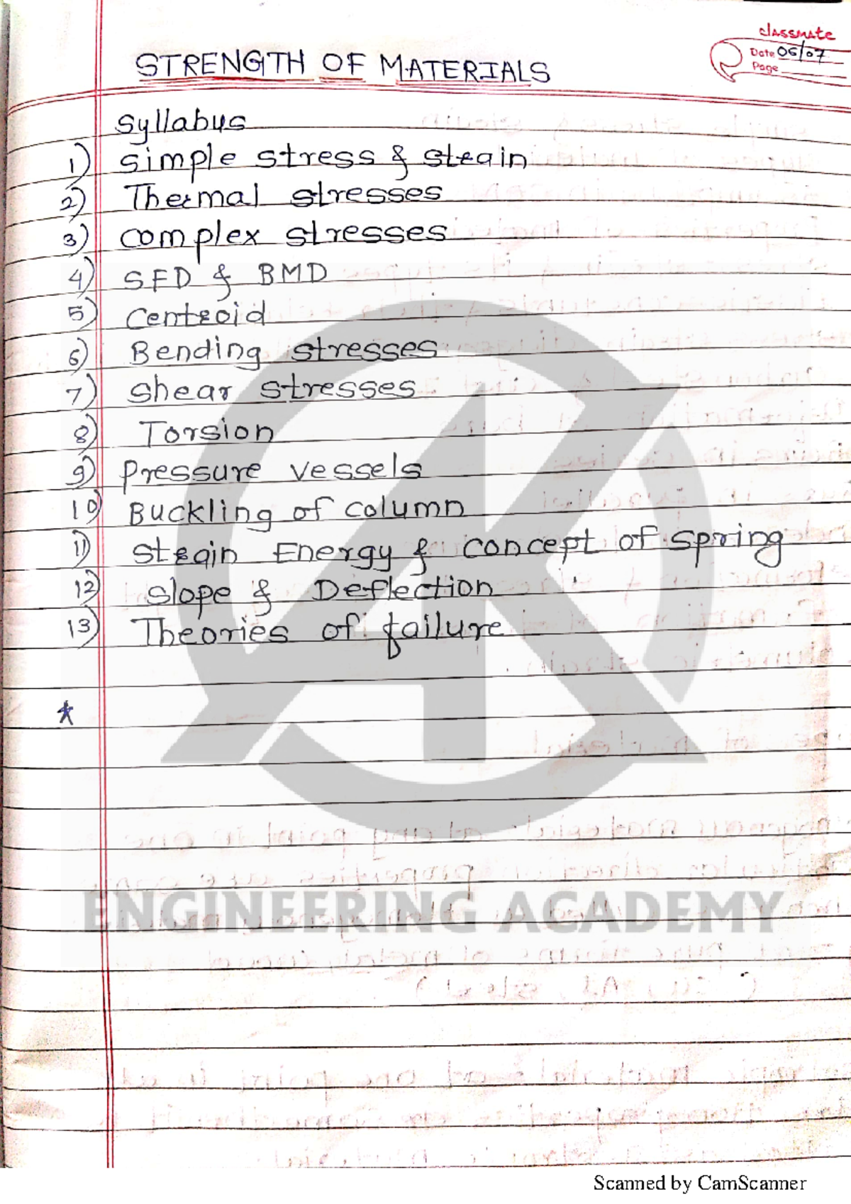 SOM Handwritten Class Notes - Civil Engineering - Studocu