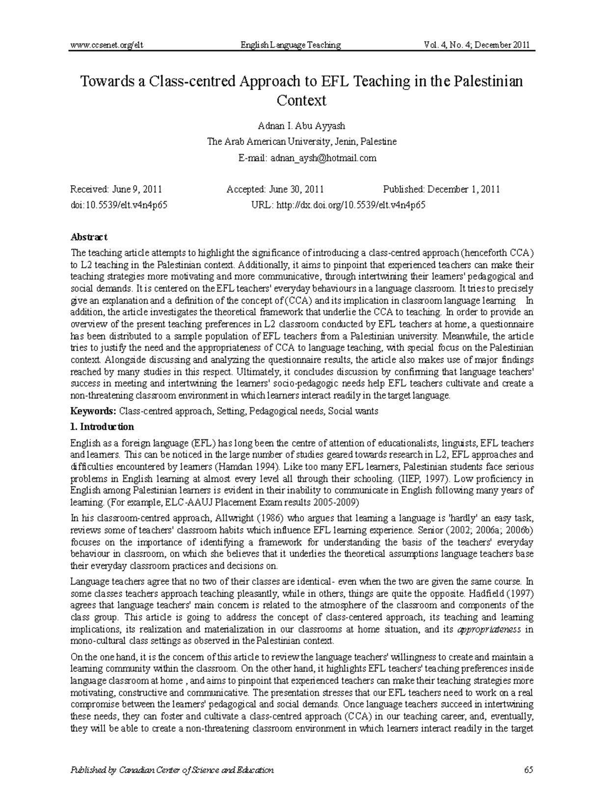ARM 001 - Advanced Research Methods - Published by Canadian Center of ...
