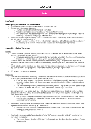 Workshop 5 tasks - Workshop 5 tasks WS5, Preparatory Task: Which of the ...