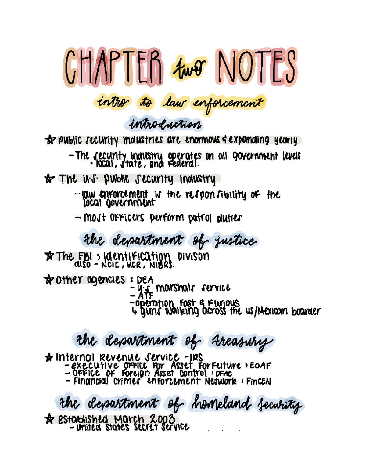 Chapter 2 Notes - CHAPTER two NOTES intro to law enforcement ...
