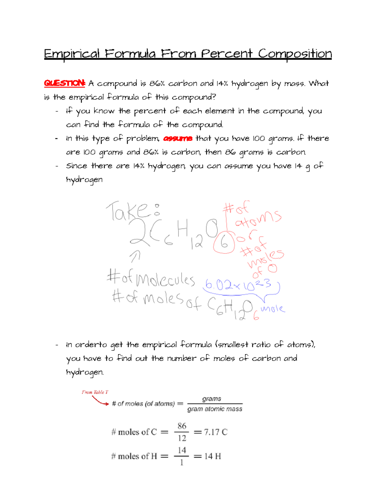 Empirical Formula FROM Percent Composition - Empirical Formula From ...