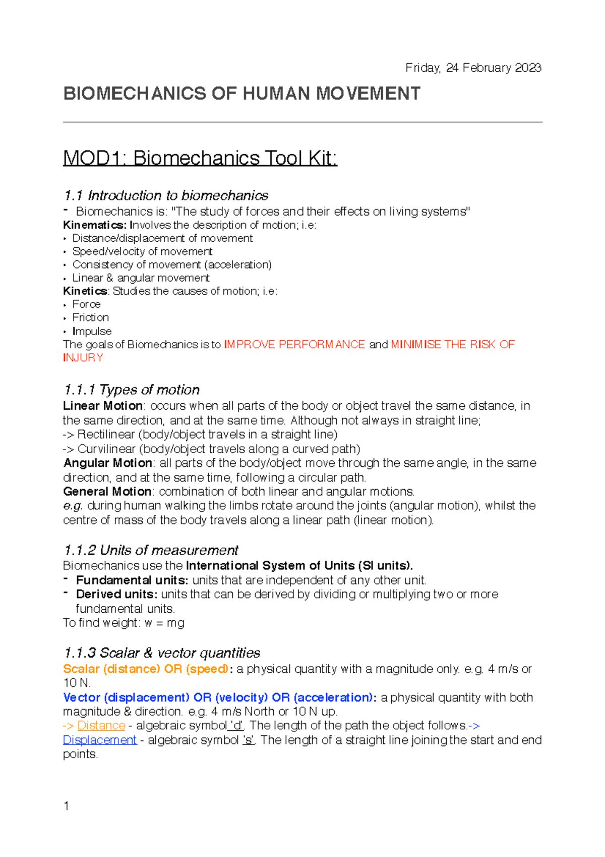 Biomechanics OF Human Movement - BIOMECHANICS OF HUMAN MOVEMENT MOD1 ...