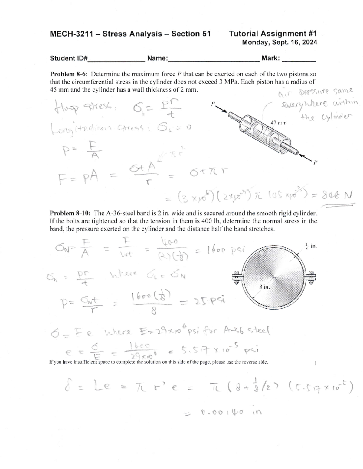 MECH 3211 TA1 51 52 Solutions - Stress Analysis Section 51 Tutorial ...