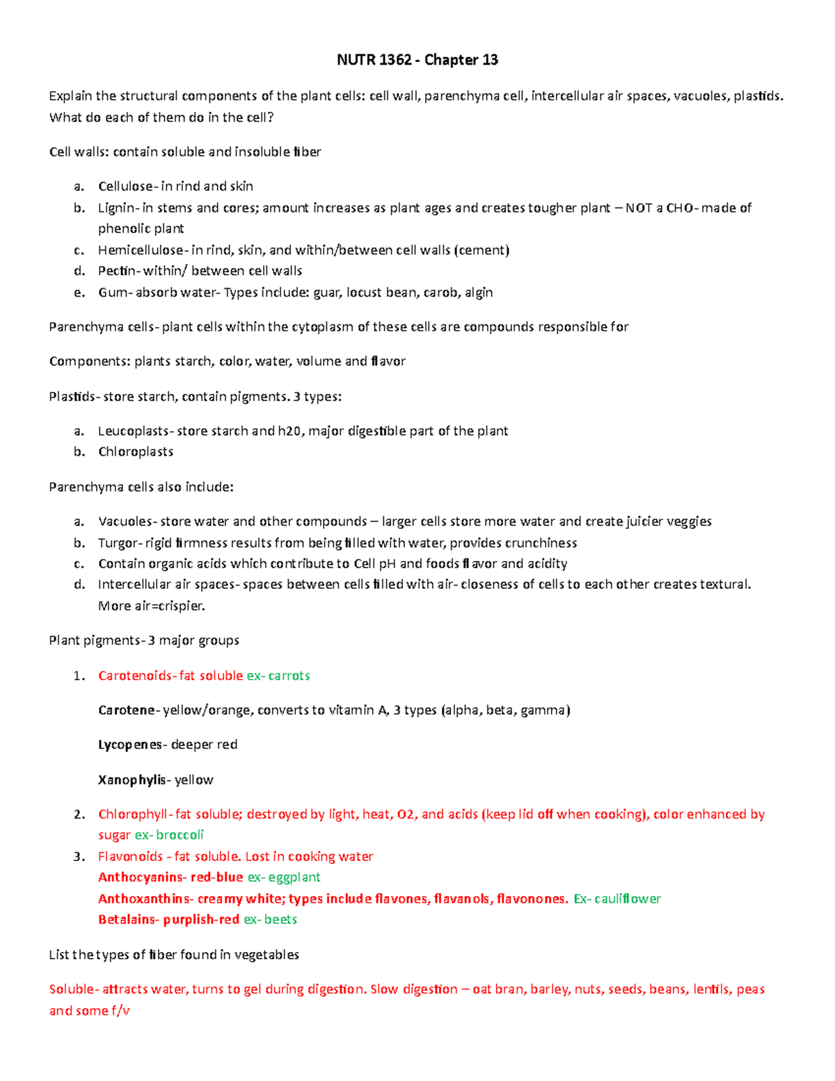 Learning Objectives and Study Guide Chapter 13 - NUTR 1362 - Chapter 13 ...