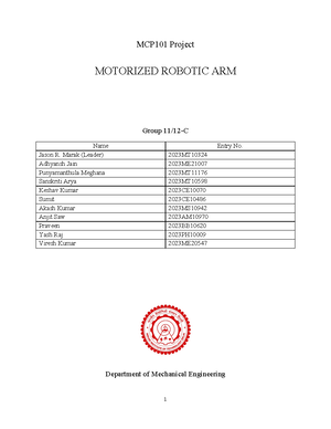 Format for MCP101 project report - MCP101 Project TITLE OF THE PROJECT ...