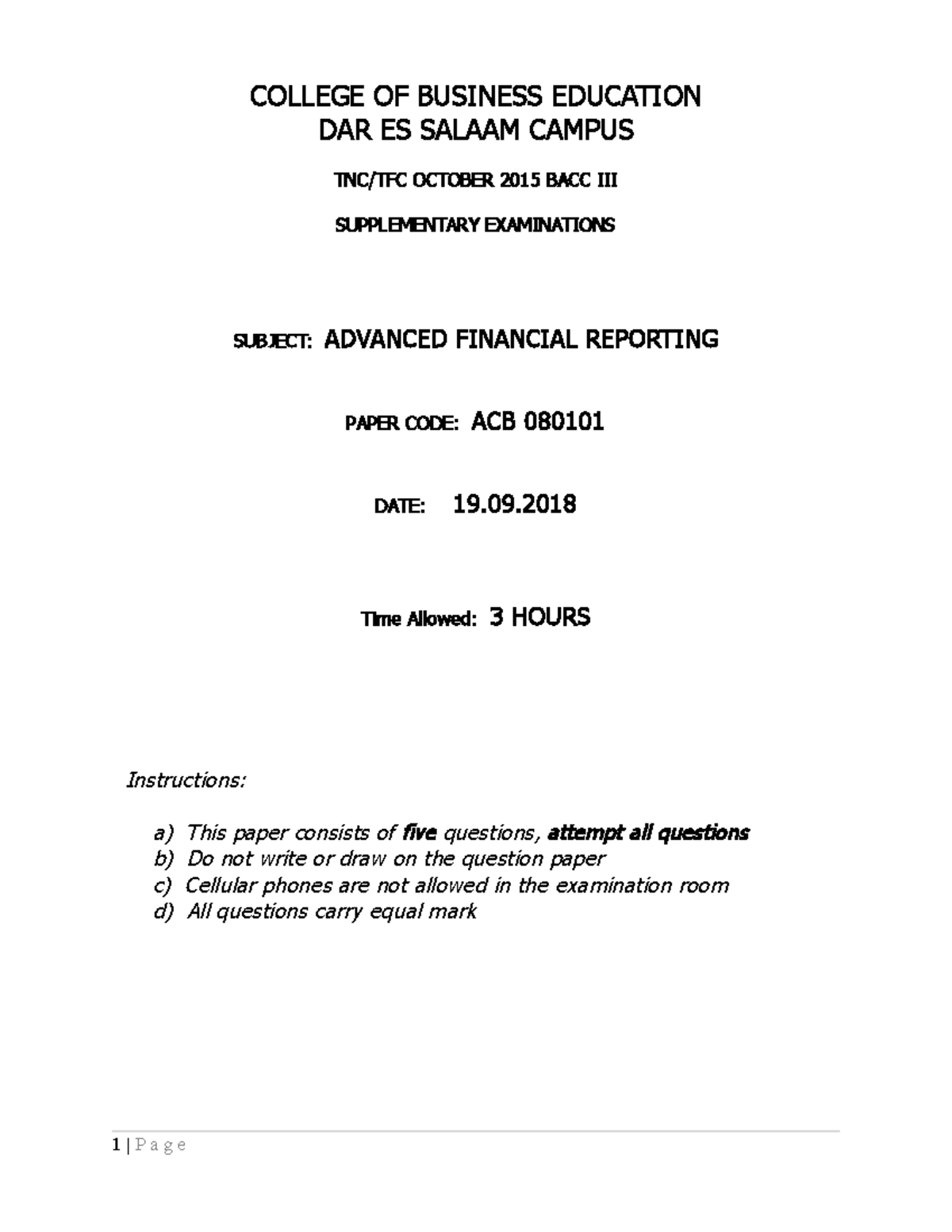 Advanced Financial reporting supp 2018 - COLLEGE OF BUSINESS EDUCATION ...