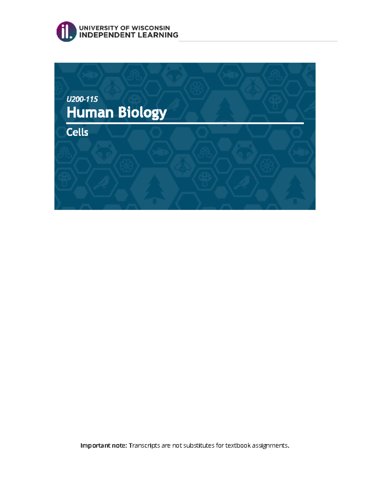 U2001 15 module 3 cells - Important note: Transcripts are not ...