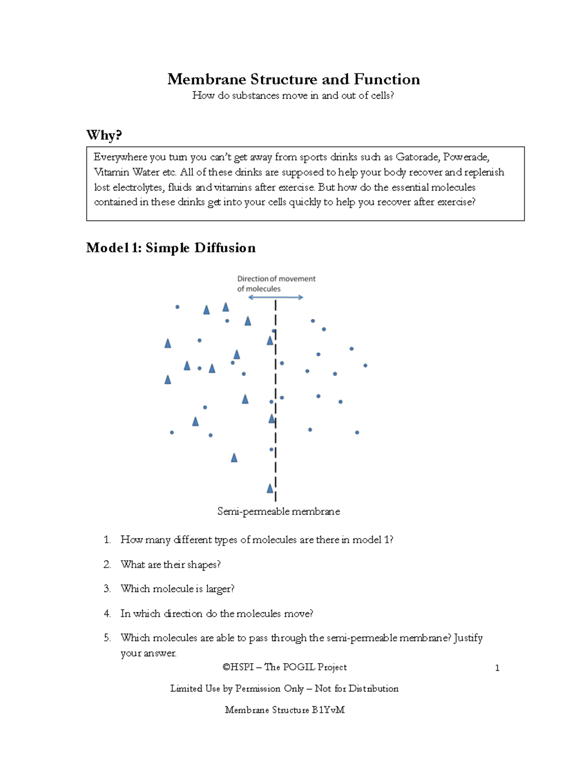Cell Membranes Pogil - assign that - ©HSPI – The POGIL Project Limited ...