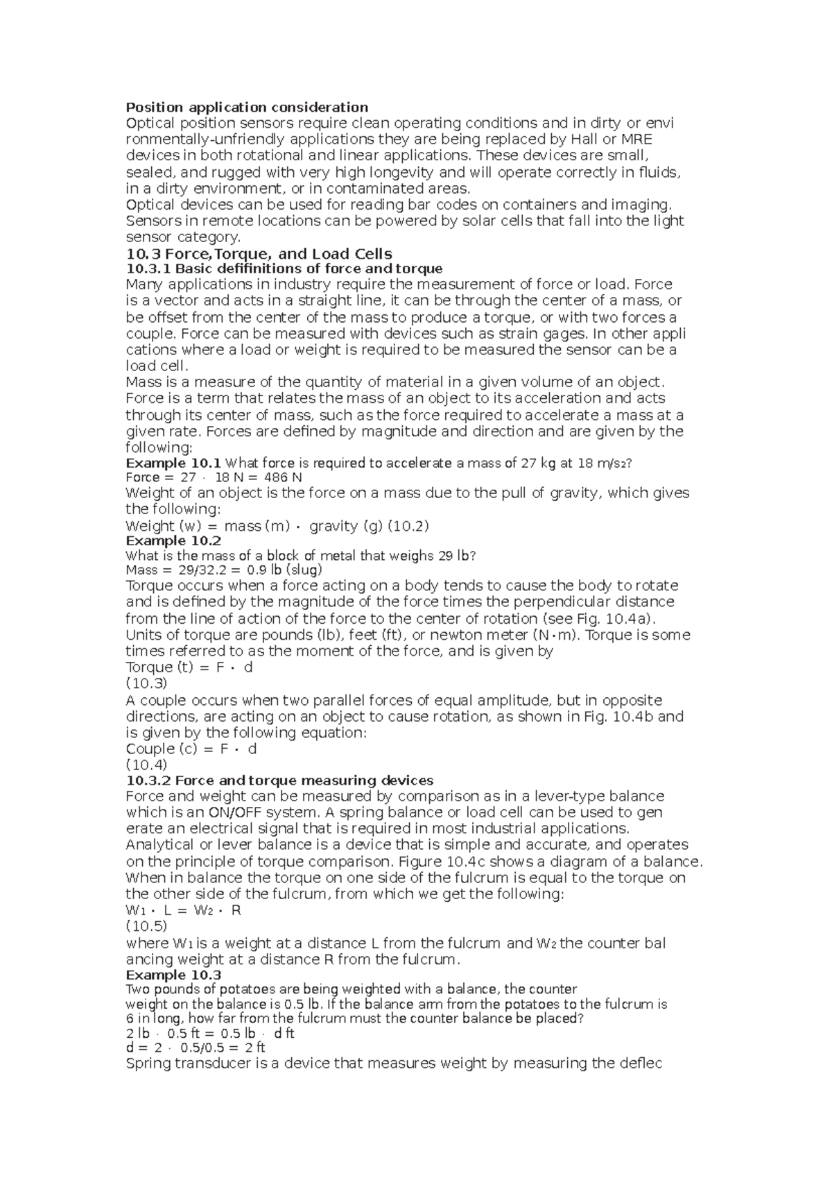 Process control applications 115 - Position application consideration Optical position sensors ...