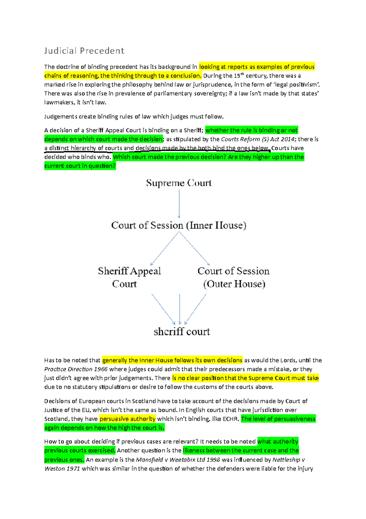 Judicial Precedent - Judicial Precedent The doctrine of binding ...