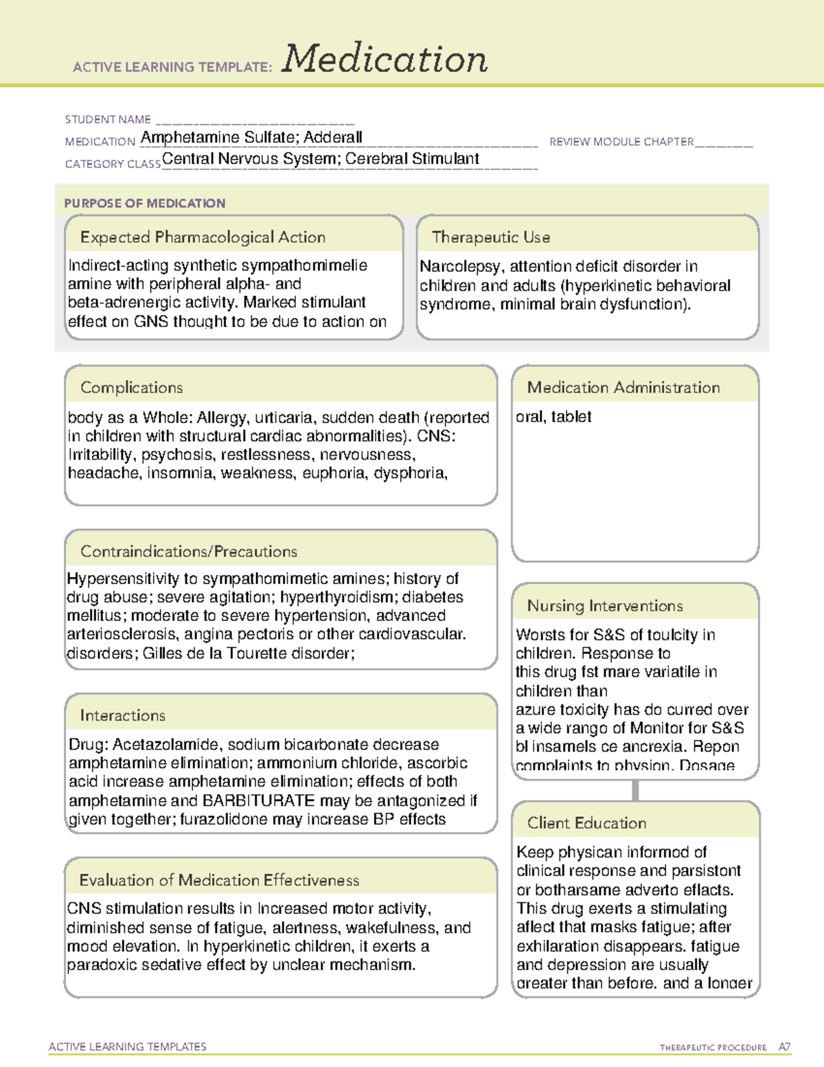 Med card - ACTIVE LEARNING TEMPLATES THERAPEUTIC PROCEDURE A Medication ...