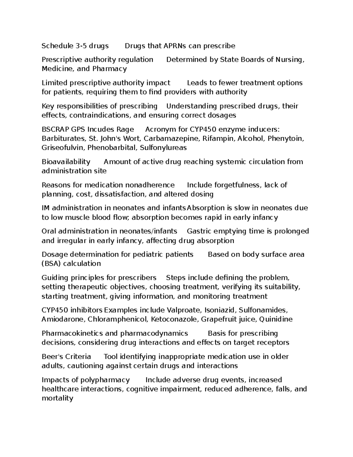 NR565 Advanced Pharmacology Midterm Exam Study Guide - Schedule 3-5 ...