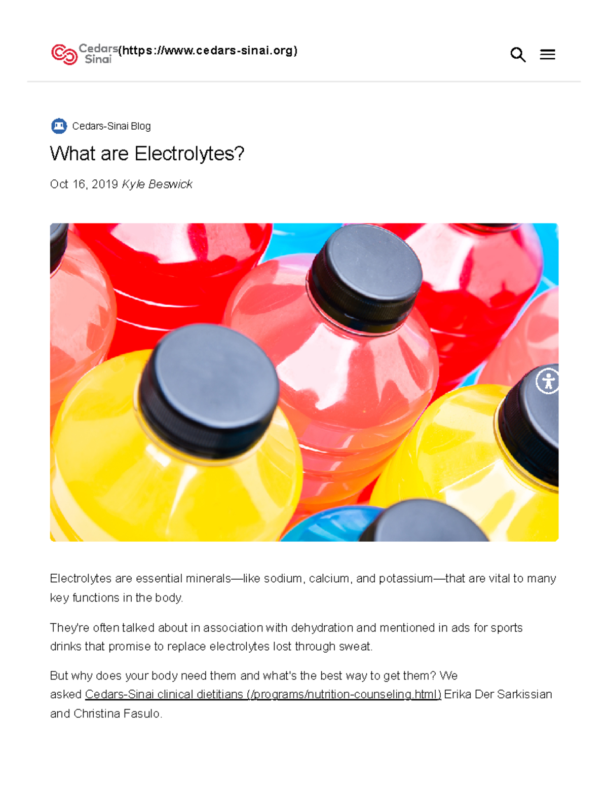 What are Electrolytes Cedars-Sinai - What are Electrolytes? ####### Oct ...