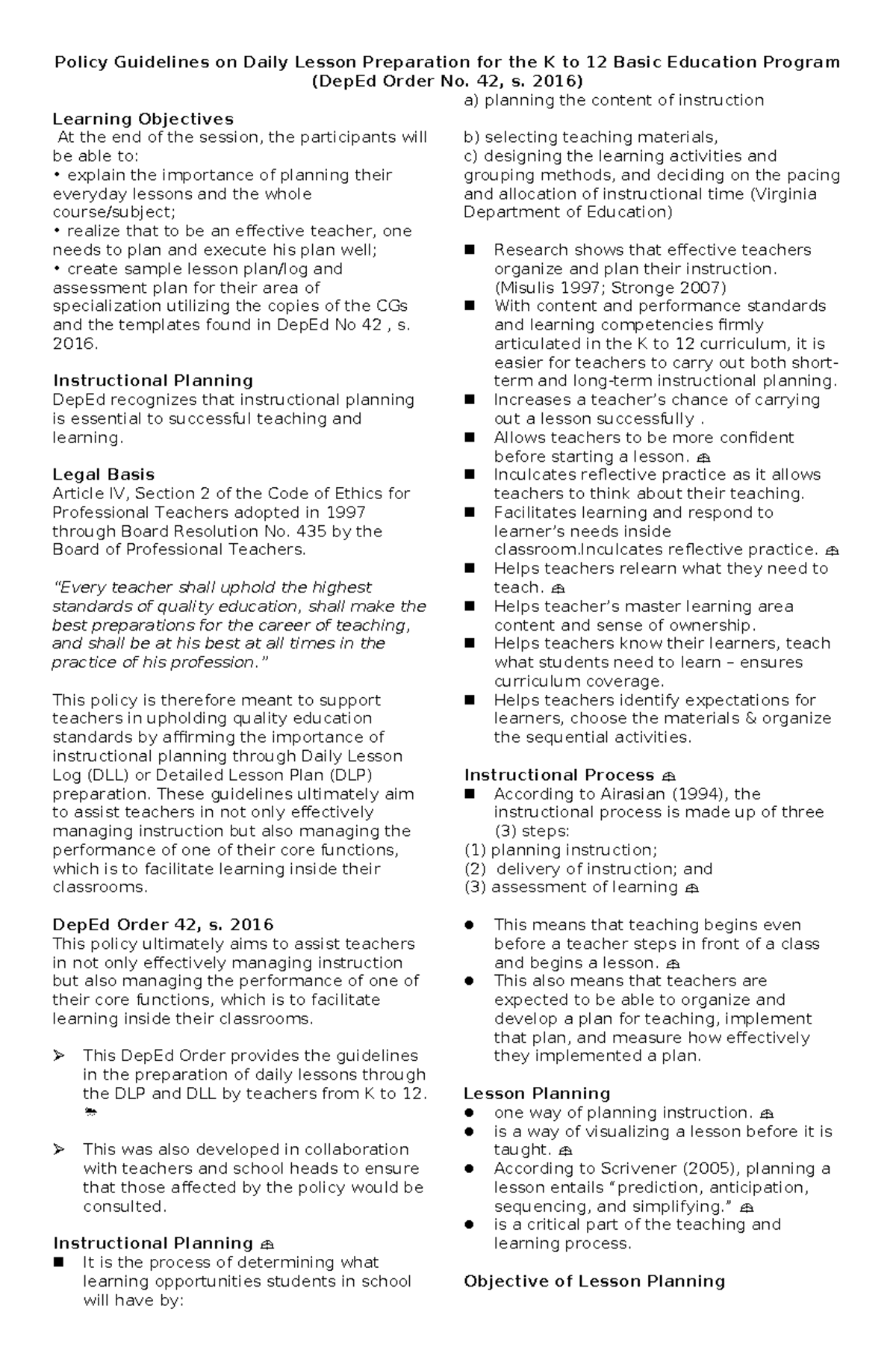 Lesson PLAN Preparation - Policy Guidelines on Daily Lesson Preparation ...