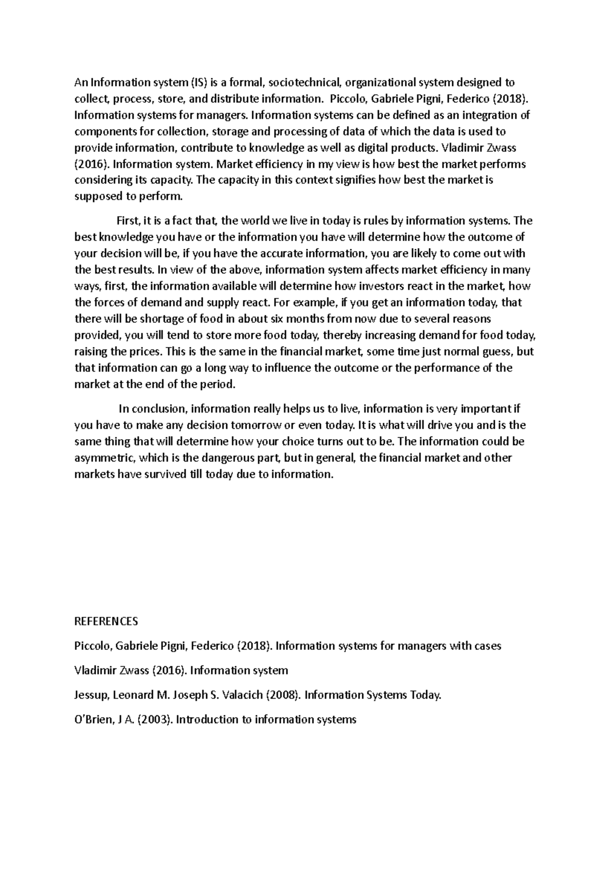 An Information system - Piccolo, Gabriele Pigni, Federico (2018 ...
