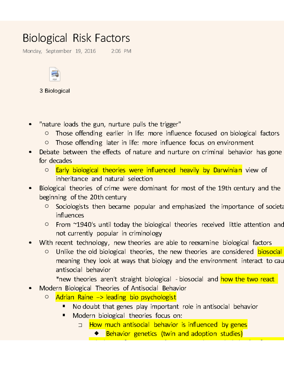 Biological Risk Factors - Those offending earlier in life: more ...