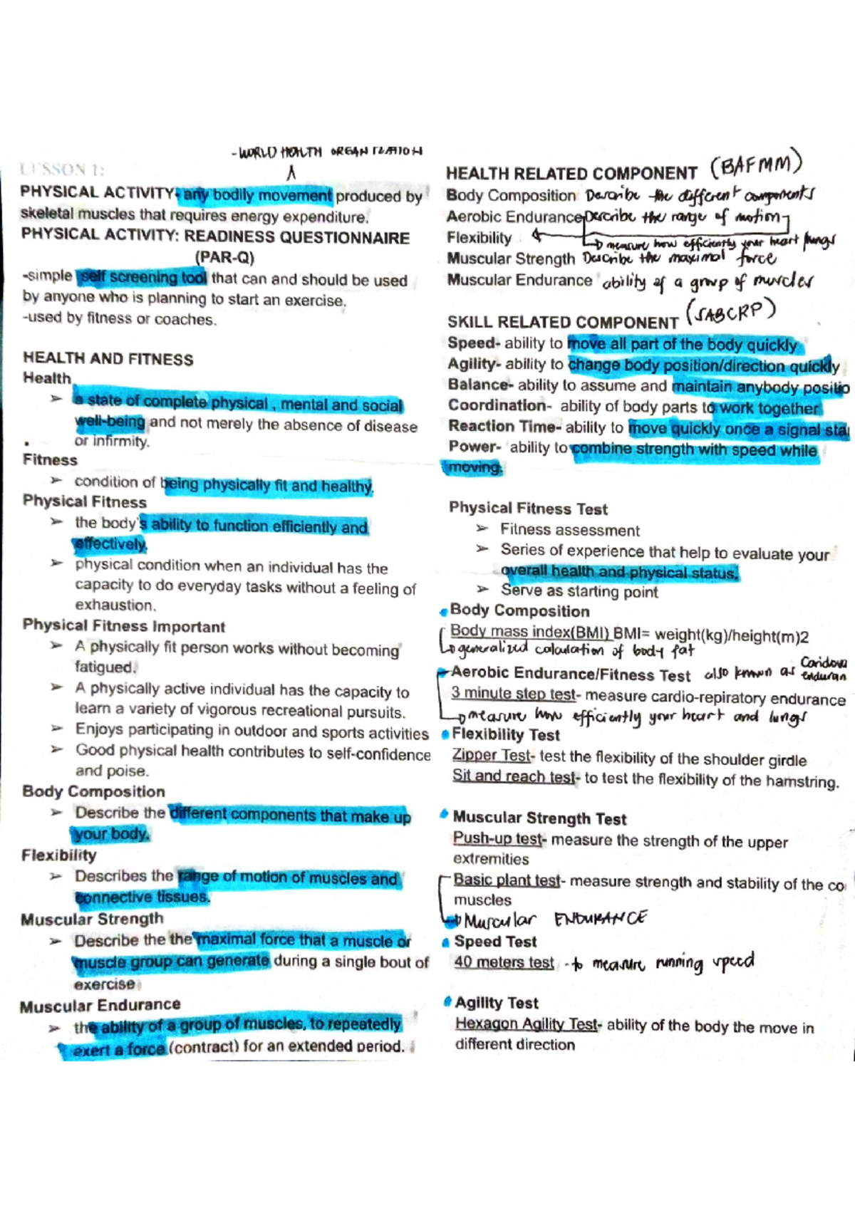 Pathfit - HEALTH ORGANIZATION LESSON 1 1 HEALTH RELATED COMPONENT ...