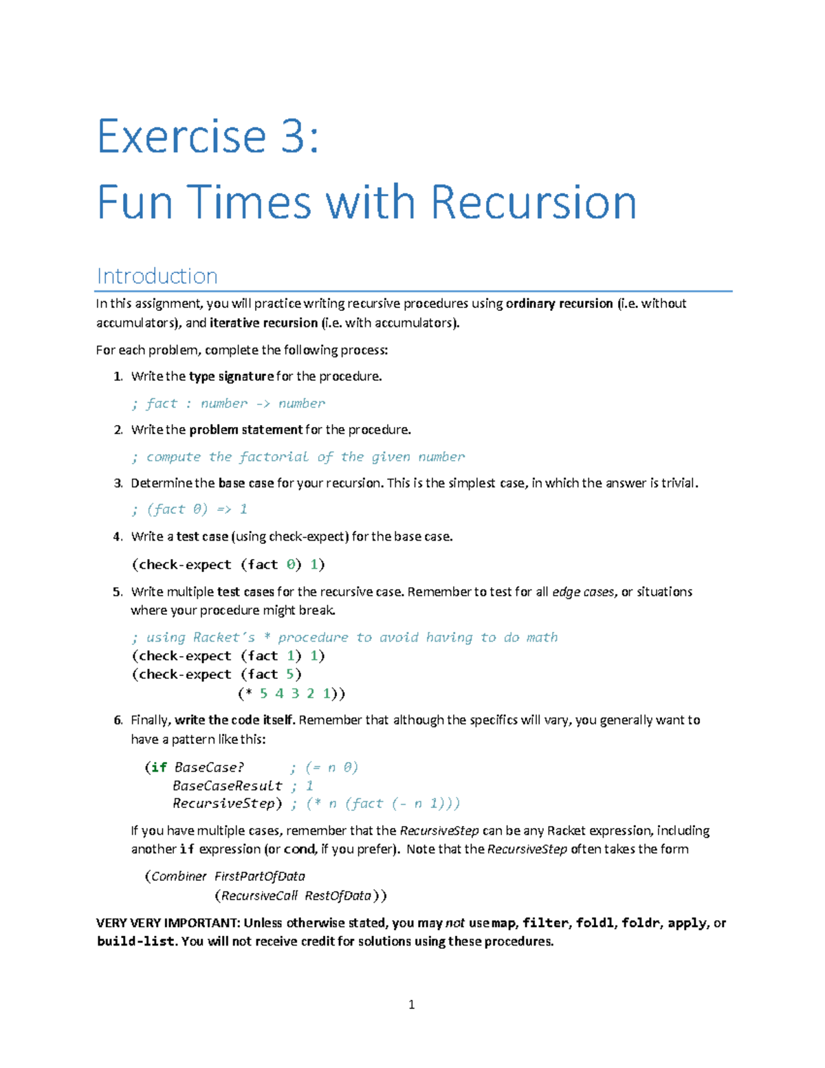 Exercise 3 - Comprehensive instructions for exericse 3 on racket for cs111 - Exercise 3: Fun ...