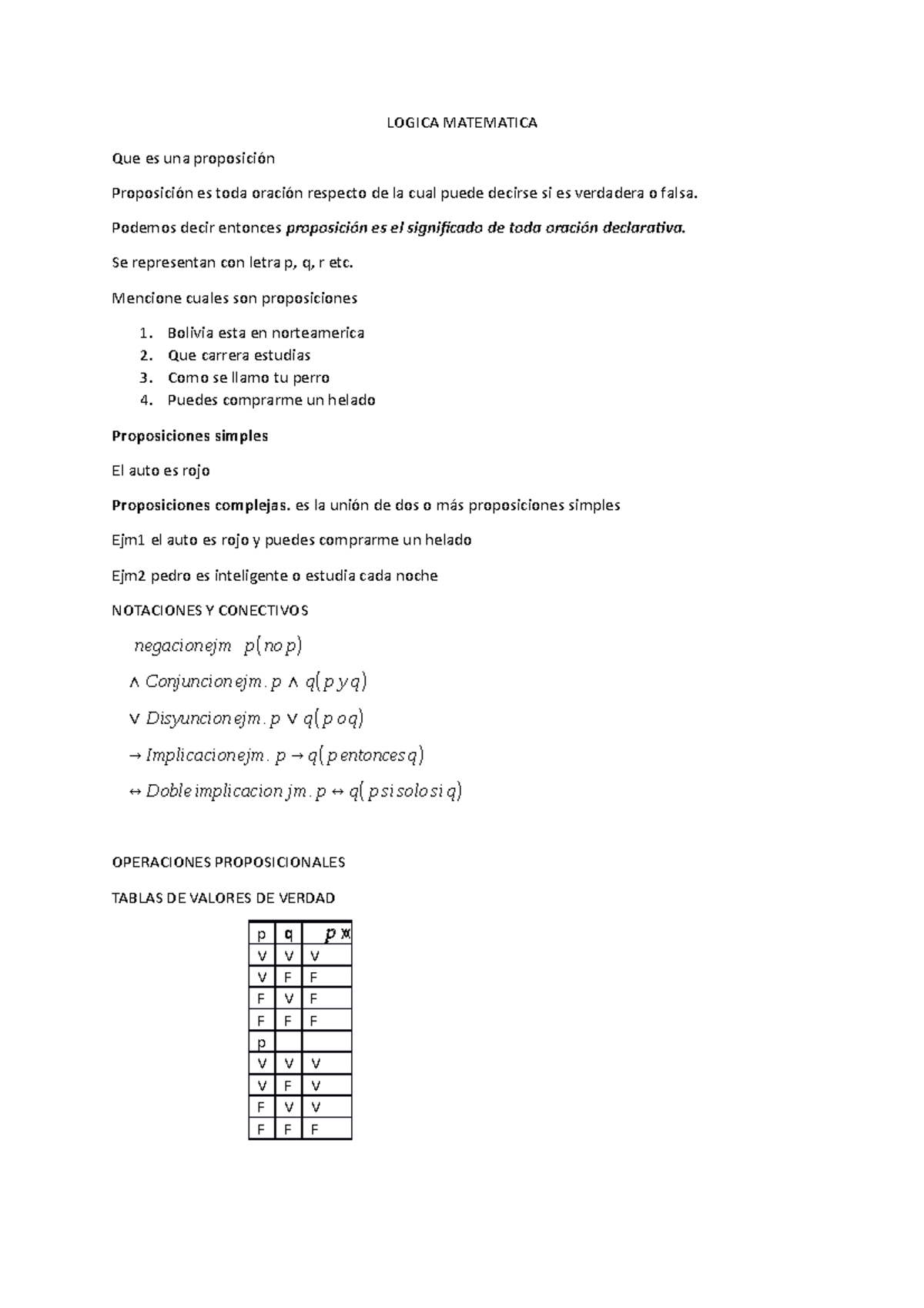 Logica Matematica Teoria JPC - LOGICA MATEMATICA Que es una proposición ...