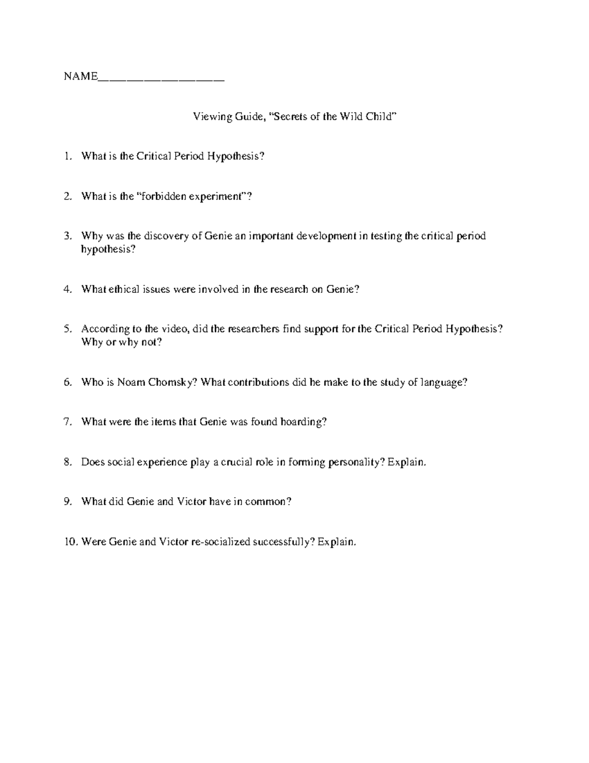 Genie questions - NAME______________________ Viewing Guide, “Secrets of ...