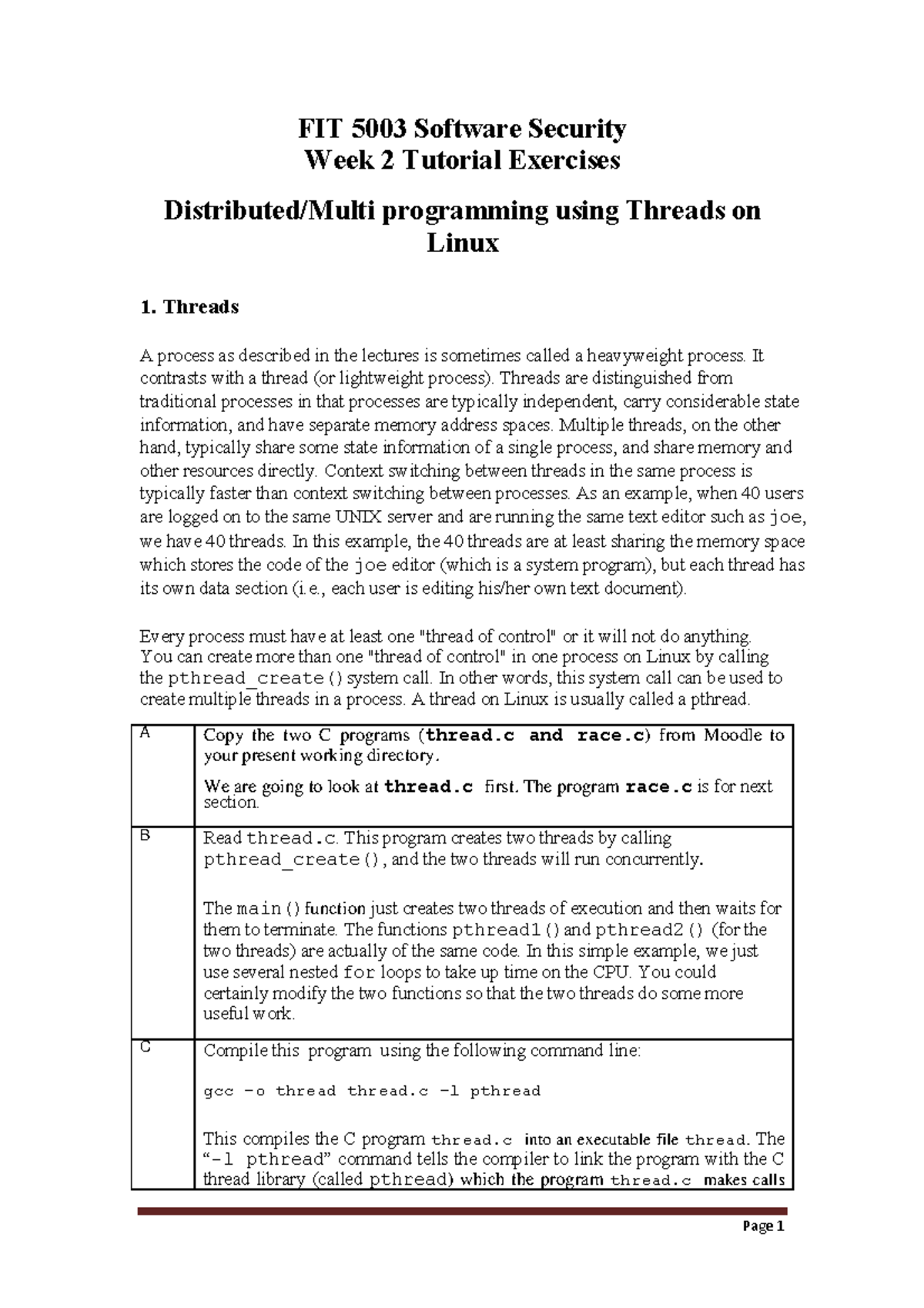 Week 2 Tutorial Exercises - Distributed/Multi programming using Threads ...
