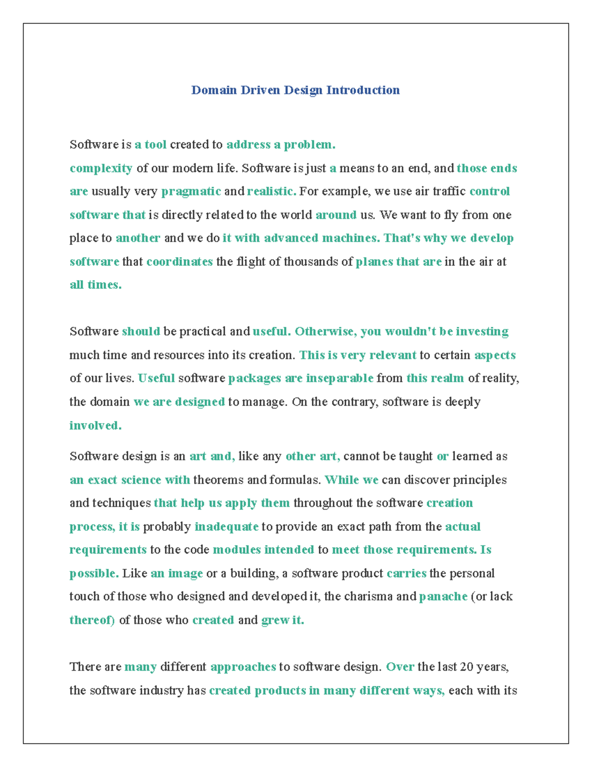 Domain Driven Design Introduction Domain Driven Design Introduction Software Is A Tool Created