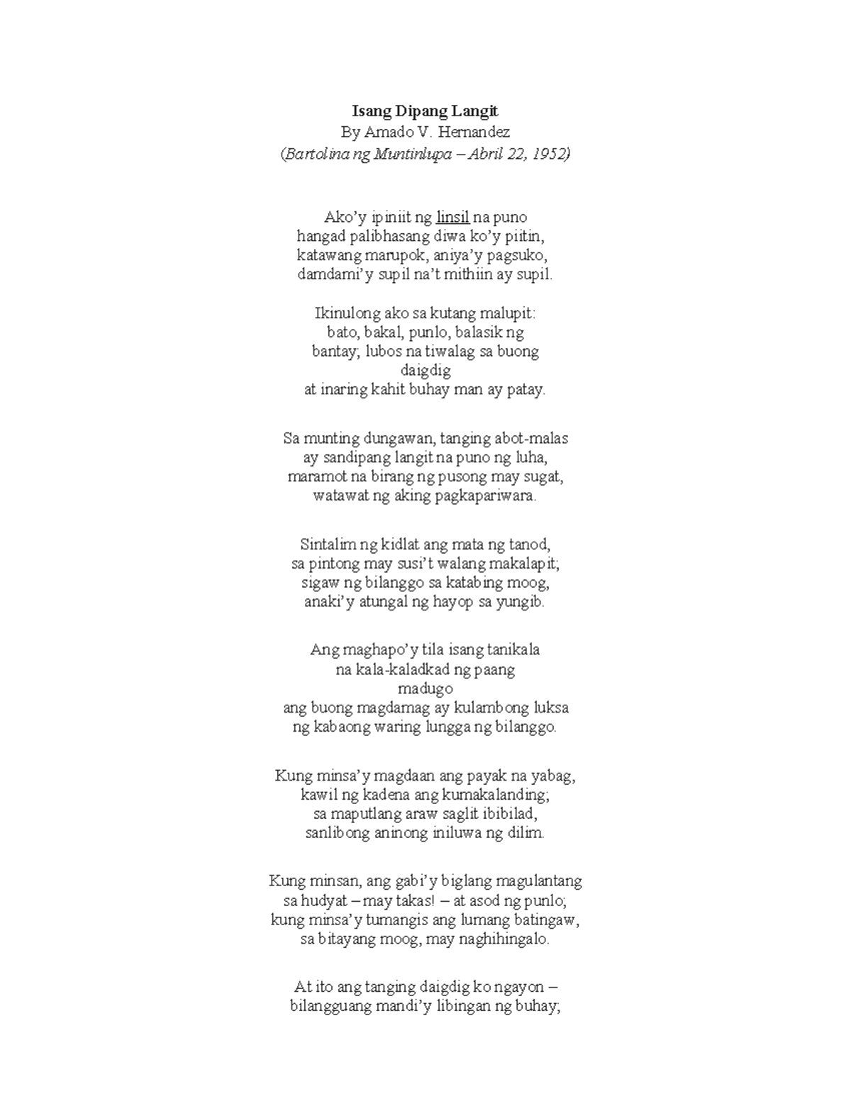 Isang-dipang-langit - s,mdiwqjd - Isang Dipang Langit By Amado V ...