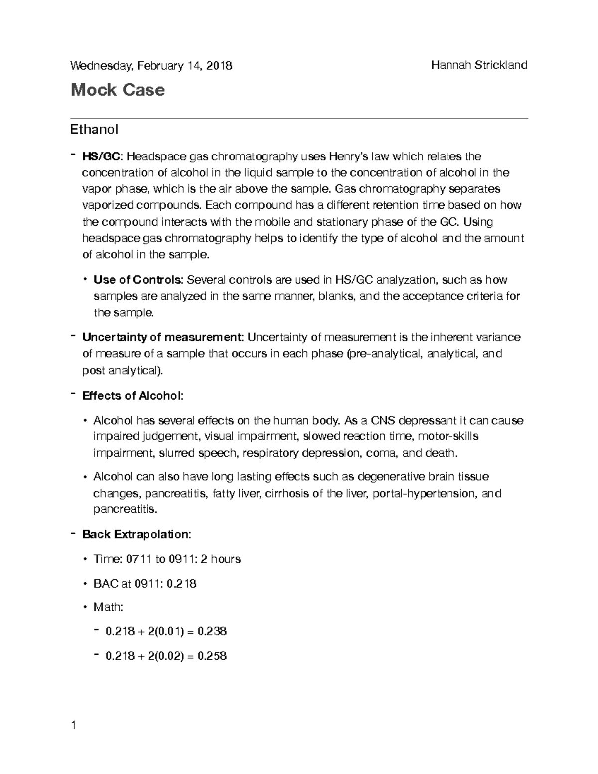 Mock Case - Mock Case - Wednesday, February 14, 2018 Hannah Strickland ...