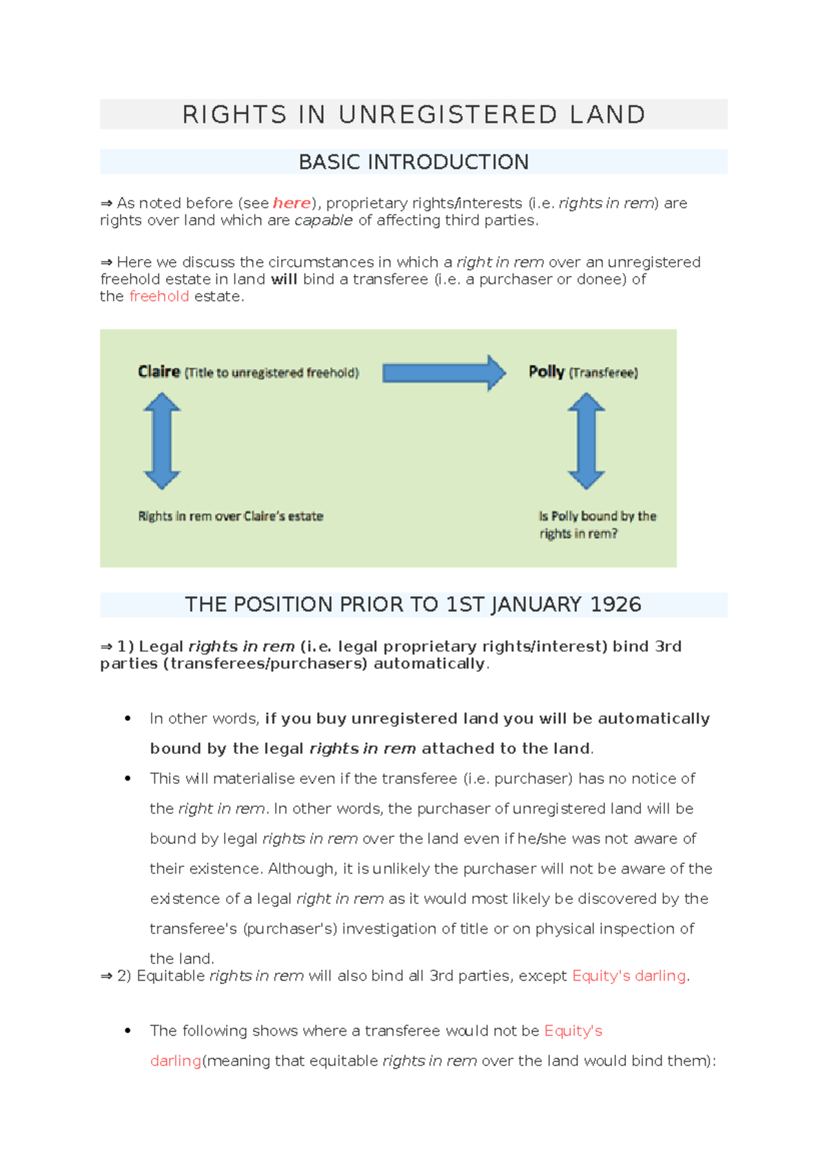 Land law 4 - Rights in unregistered land - RIGHTS IN UNREGISTERED LAND ...