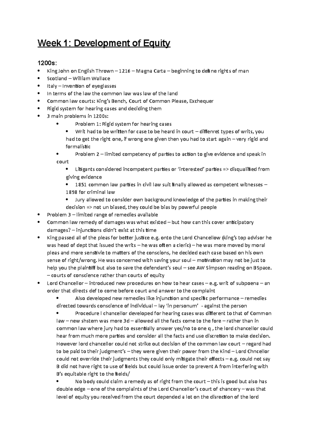1. The Development of Equity - Week 1: Development of Equity 1200s ...