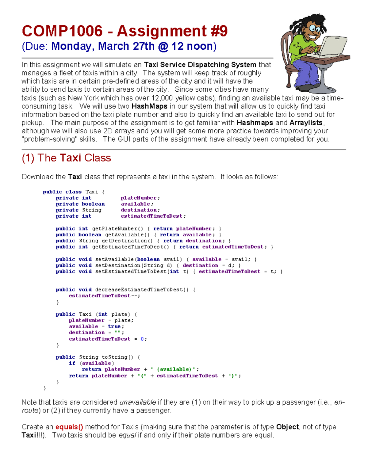 COMP1006 A9 W2017 - Assignment 9 specifications. COMP 1006/1406 Mark ...