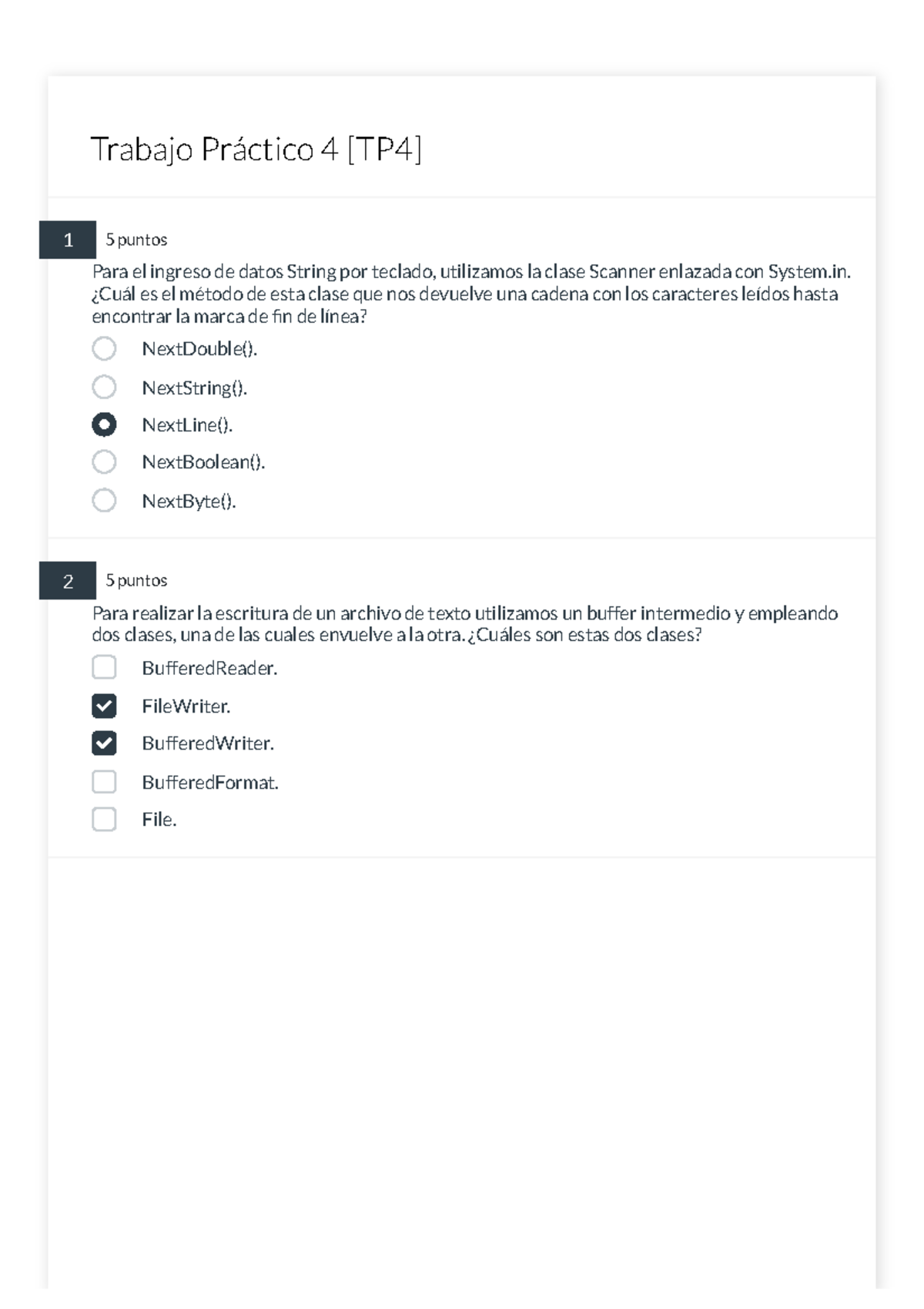 Trabajo Práctico 4 [TP4] - 5 puntos Para el ingreso de datos String por teclado, utilizamos la ...