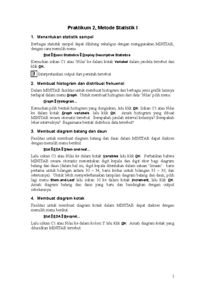 Tutorial Minitab - Praktikum 1, Metode Statistik Pengenalan Program Statistik MINITAB ...