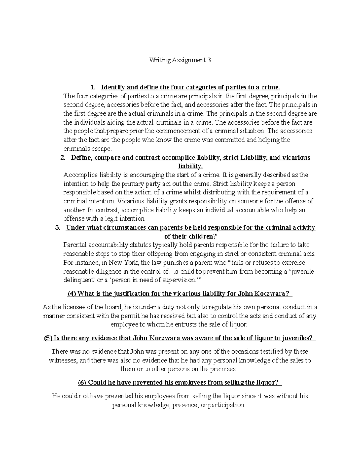 Writing Assignment for Module 3 - Writing Assignment 3 1. Identify and ...