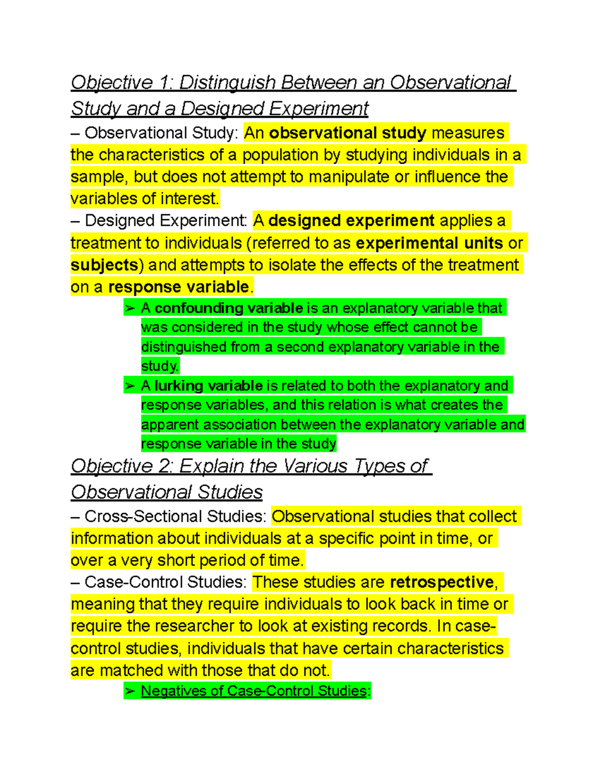 1.2 Notes - Objective 1: Distinguish Between an Observational Study and ...