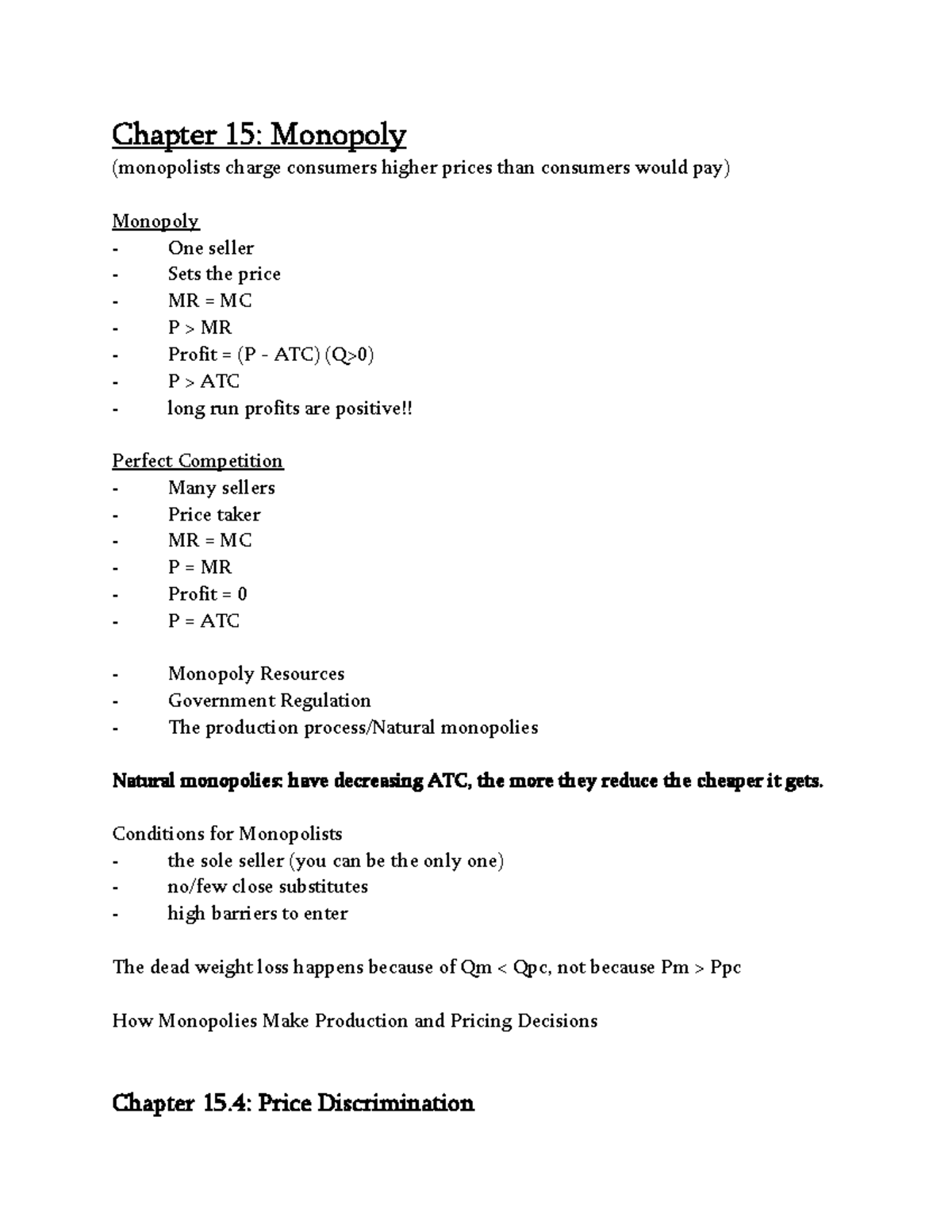 Chapter 15 - Monopoly - Mr. Gabrielyan - Chapter 15: Monopoly (monopolists charge consumers ...