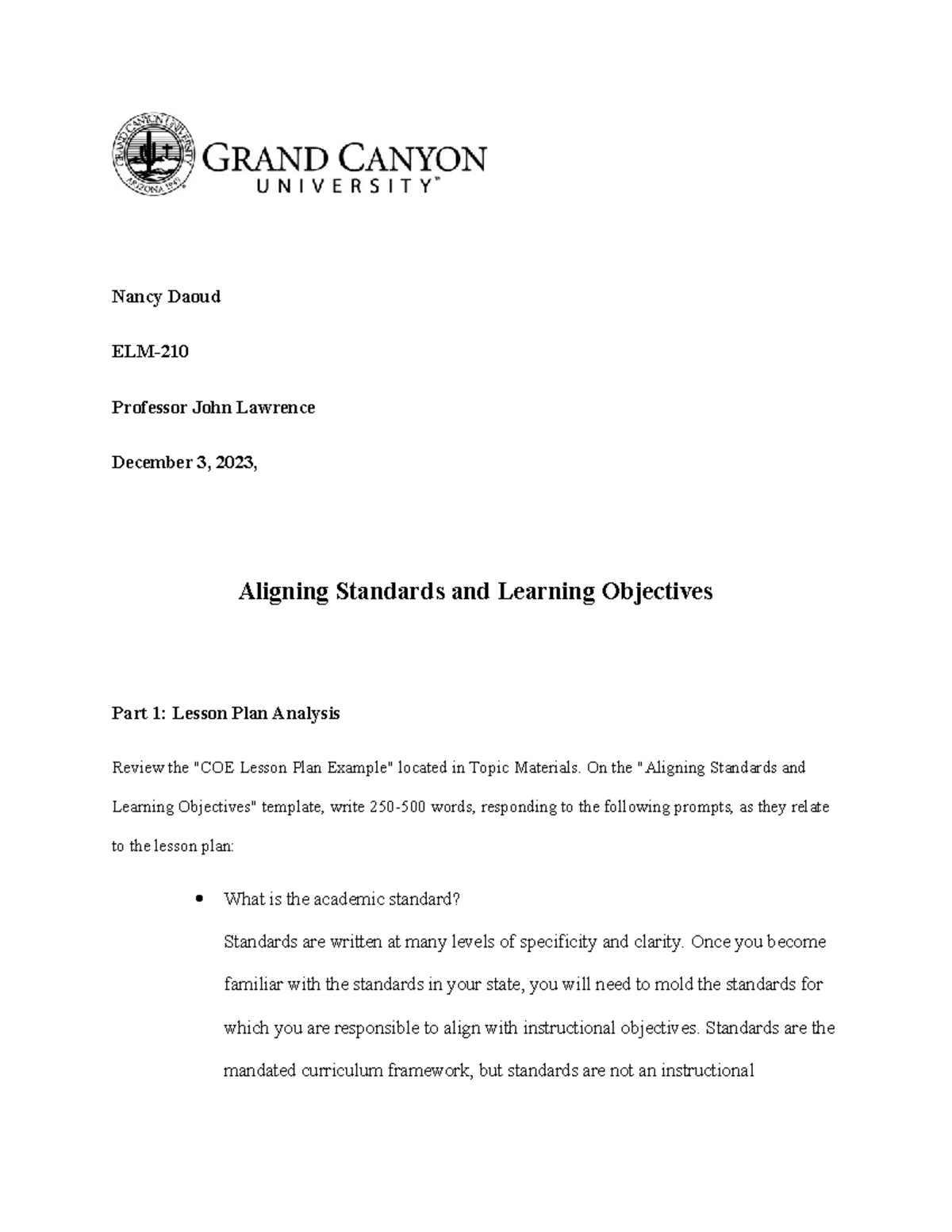 ELM-210-D-T2-Aligning Standards and Learning Objectives - Nancy Daoud ...