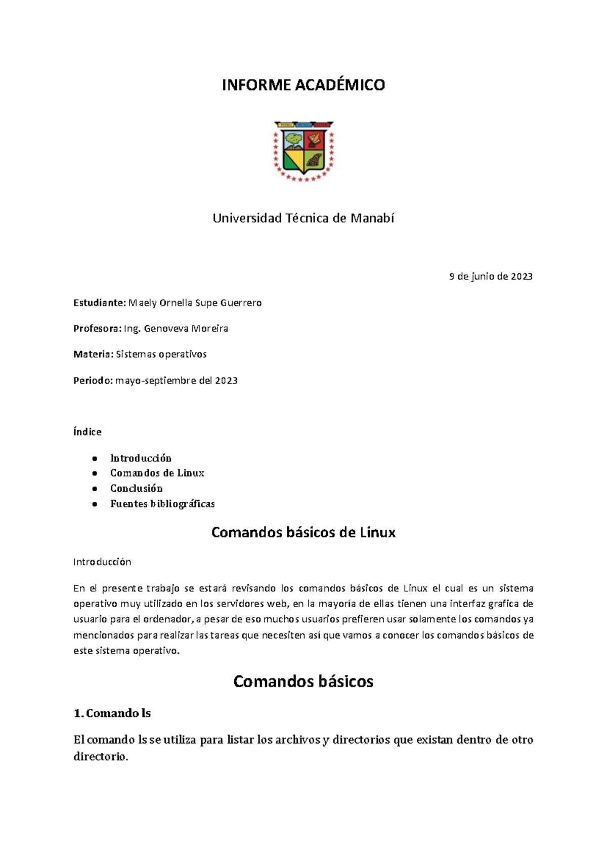 Informe Sistemas operativos - INFORME ACADÉMICO Universidad Técnica de ...