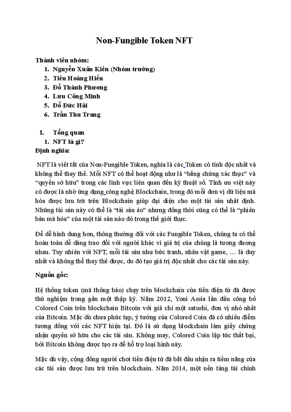 Nhóm-4 -NFT-2 - about investment finincial - Non-Fungible Token NFT Thành viên nhóm: 1. Nguyễn ...