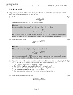 Formelblad Analys i en variabel - TMA970 - Studocu