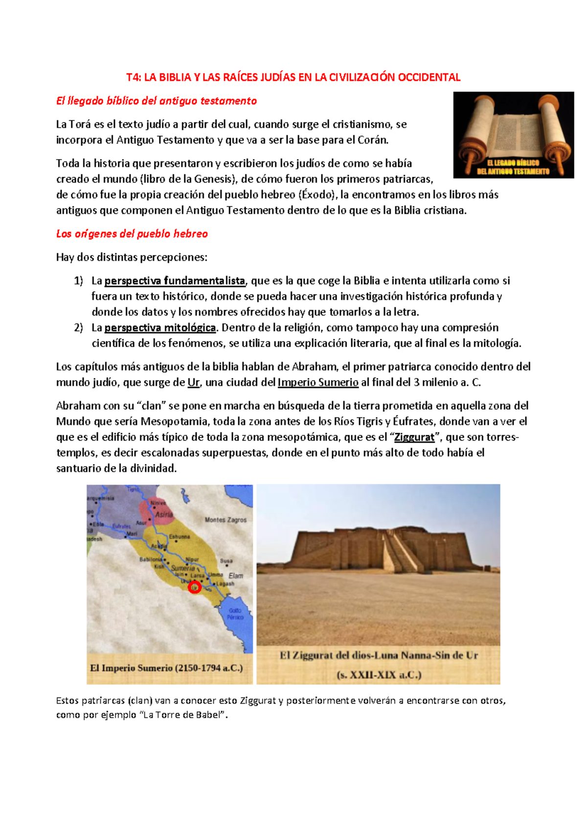 humanidades apuntes - T4: LA BIBLIA Y LAS RAÍCES JUDÍAS EN LA ...