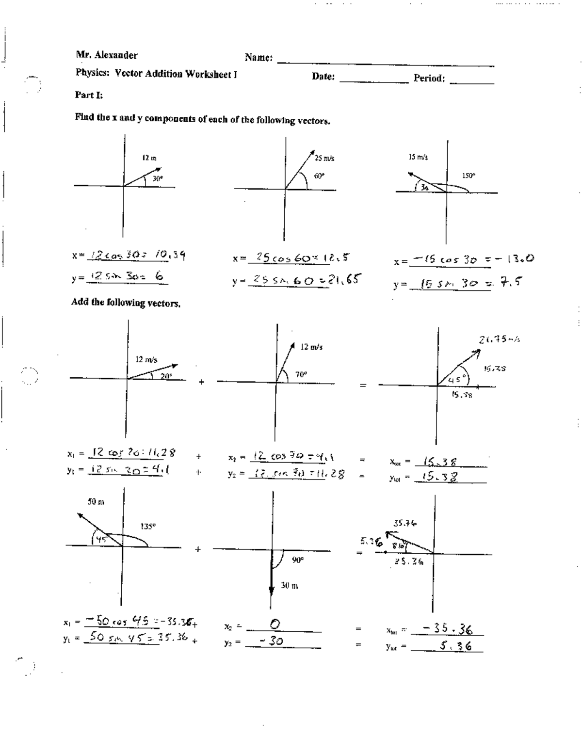 Wkst-Vector Addition (answers) - Studocu