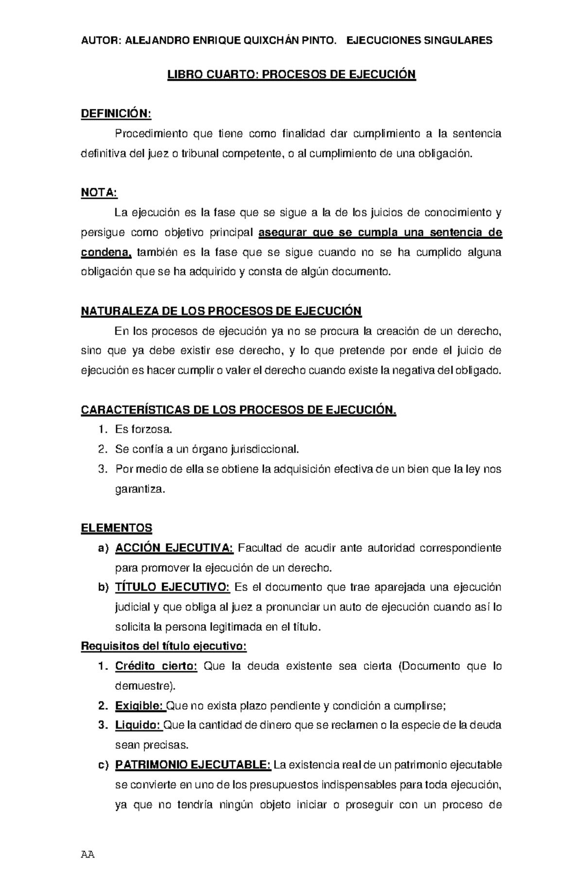 Juicio Ejecutivo - Tarea - LIBRO CUARTO: PROCESOS DE EJECUCIÓN ...