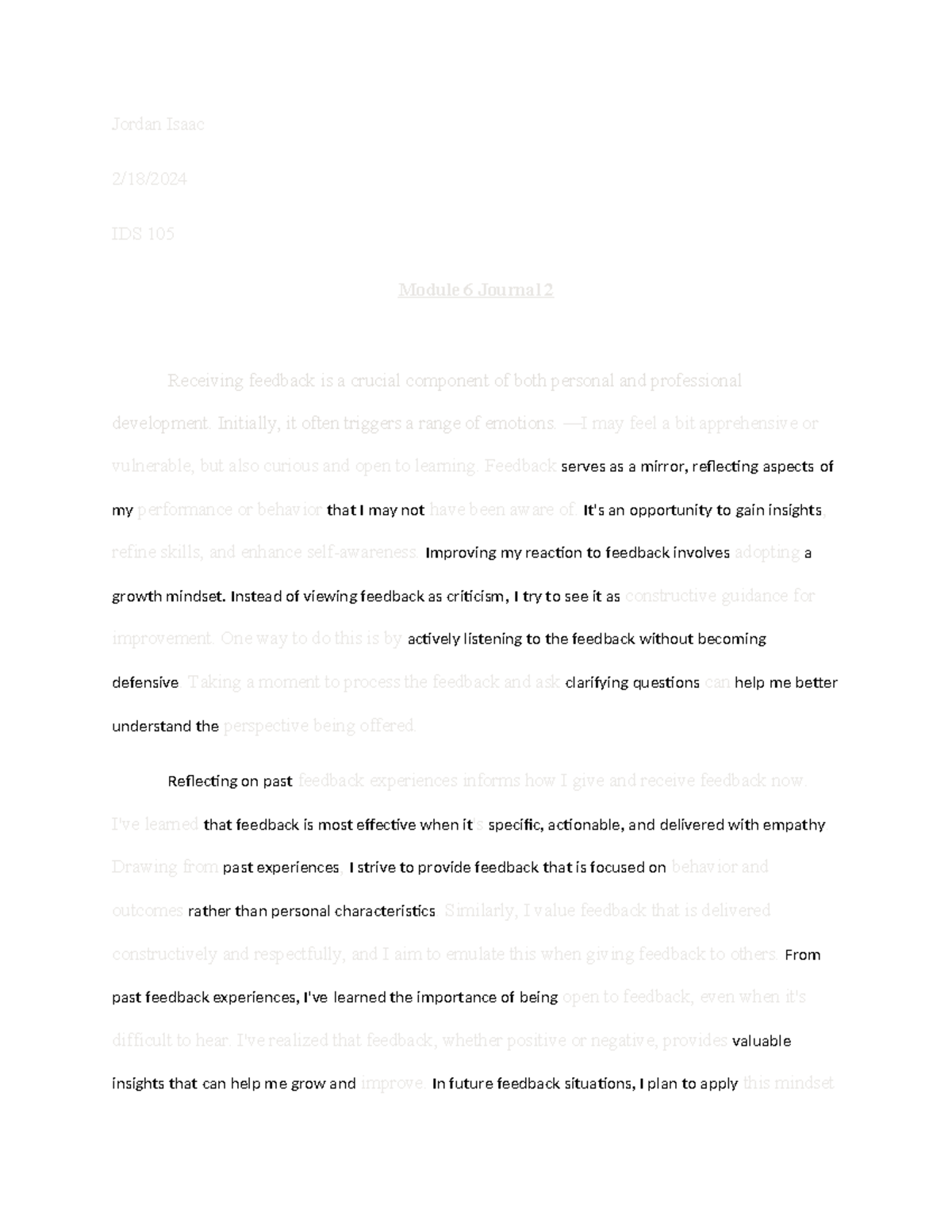 Module 6 Journal 2 - coursework - Jordan Isaac 2/18/ IDS 105 Module 6 ...