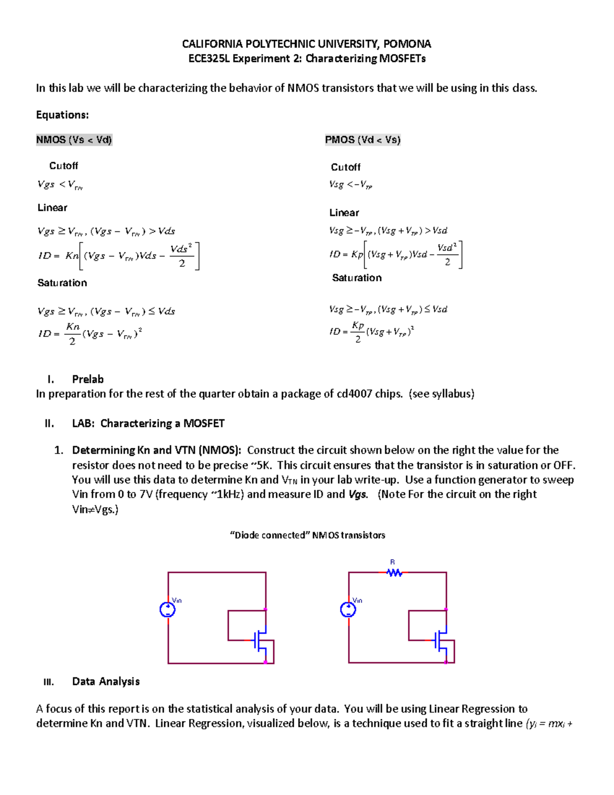 EXP2 - Experiment 2 - CALIFORNIA POLYTECHNIC UNIVERSITY, POMONA ECE325L ...