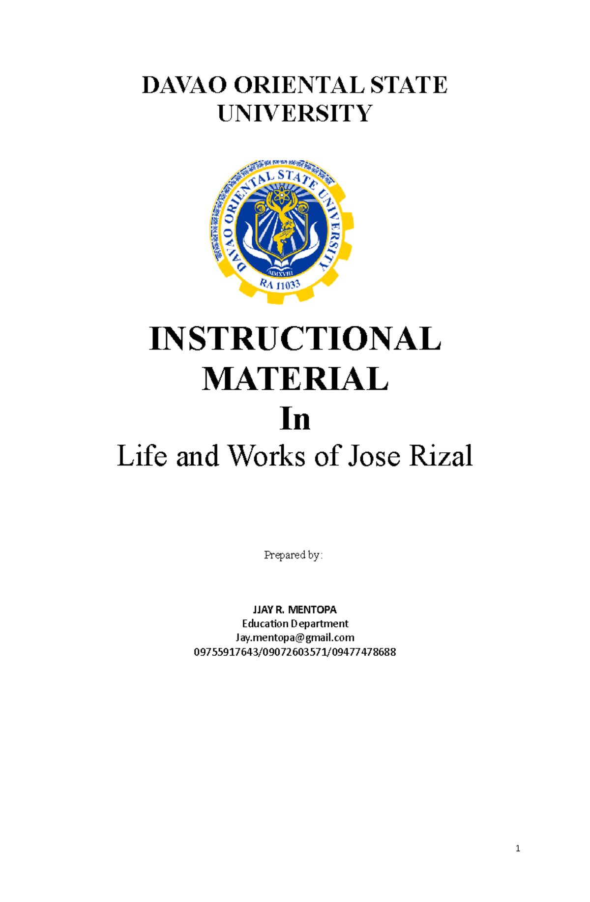 History 10- Module 4- Lesson 123 - DAVAO ORIENTAL STATE UNIVERSITY ...