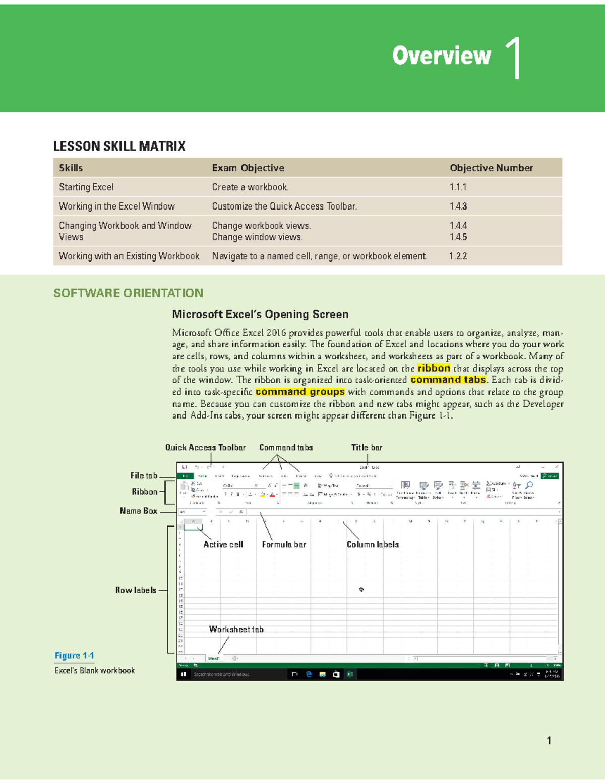 Excel Lesson 01 - Lecture notes 1 - Overview 1 1 LESSON SKILL MATRIX ...