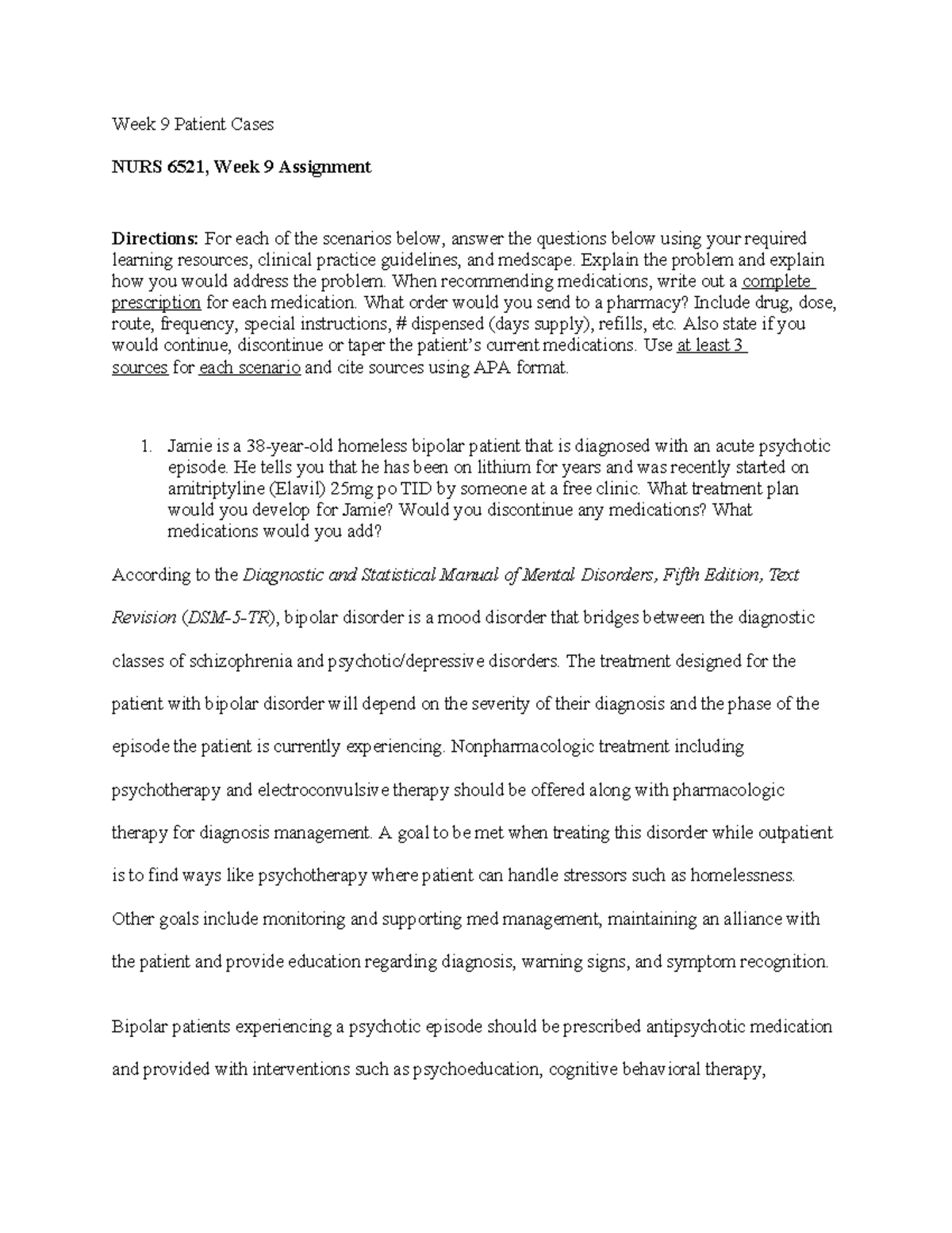 Week 9 Patient Cases - Week 9 Patient Cases NURS 6521, Week 9 ...