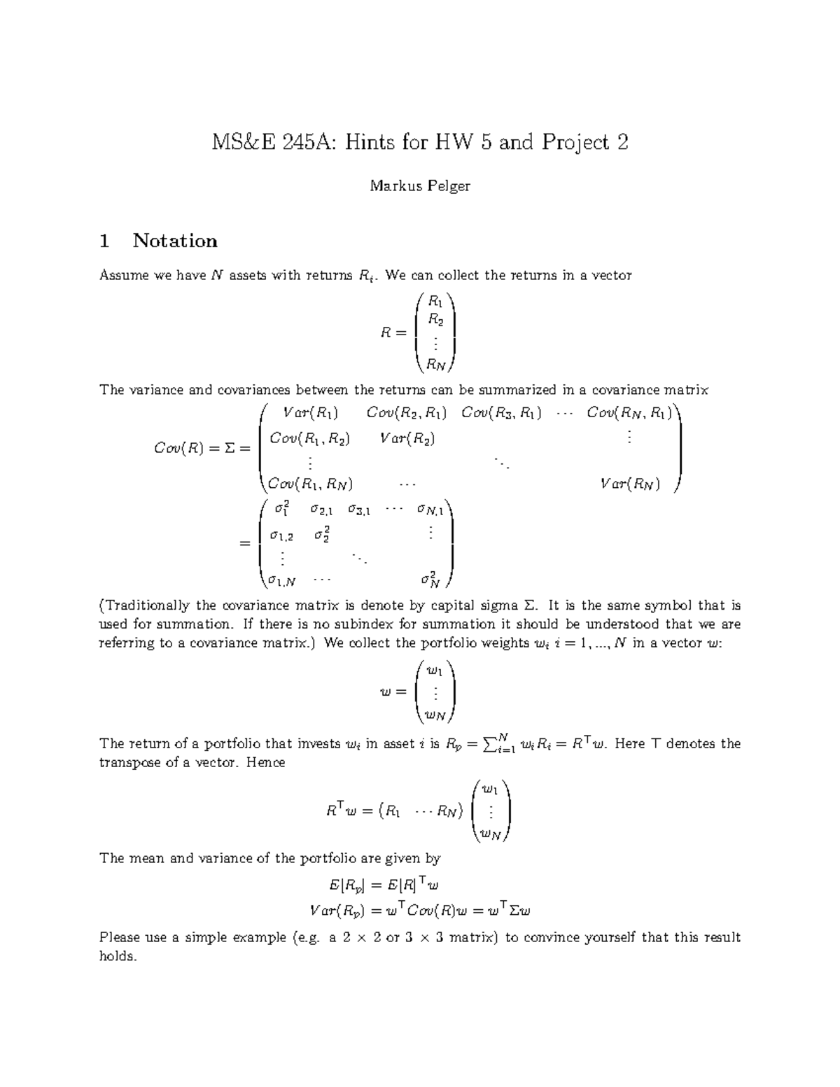 Hints for HW5 and Project 2 - MS&E 245A: Hints for HW 5 and Project 2 ...